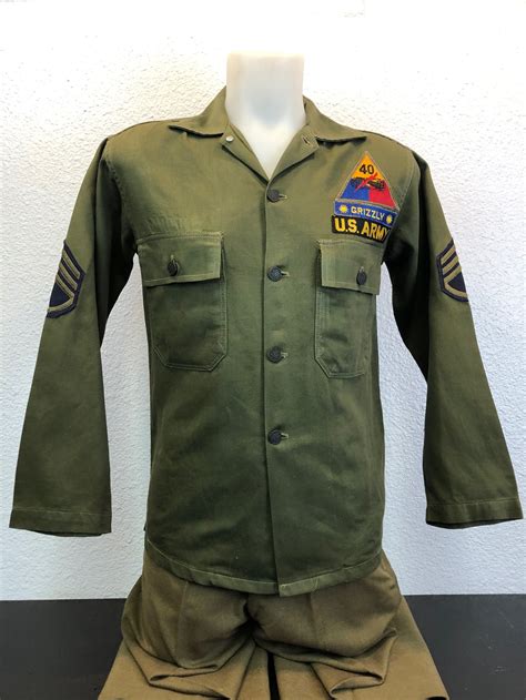 Us Army 195060s Og 107 Cotton Sateen Fatigue Shirt Utility Uniform