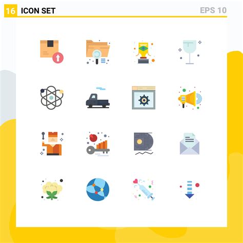 Editable Vector Line Pack Of 16 Simple Flat Colors Of Wine Food Extension Drinks Trophy Editable