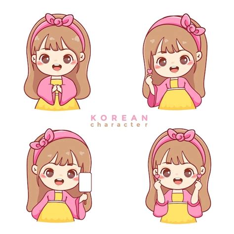 Cute And Cheerful Korean Girls In Vibrant Outfits Jiffy Designs