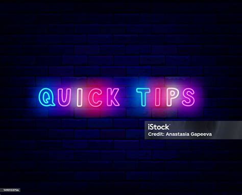 빠른 팁 네온 라벨 다채로운 손으로 쓴 텍스트입니다 아이디어 및 도움말 센터 창의적인 디자인 벡터 스톡 일러스트레이션 개념에 대한 스톡 벡터 아트 및 기타 이미지 Istock