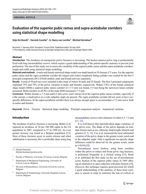 Evaluation Of The Superior Pubic Ramus And Supra Acetabular Corridors