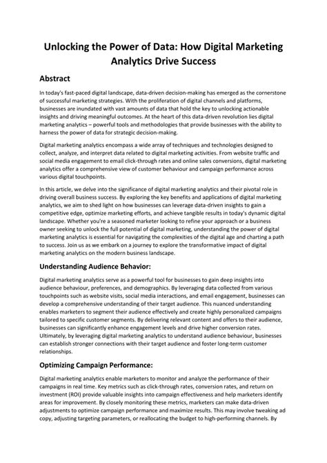 Ppt Unlocking The Power Of Data How Digital Marketing Analytics