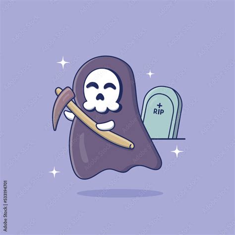Cute Cartoon Death In Vector Illustration Isolated Character Vector