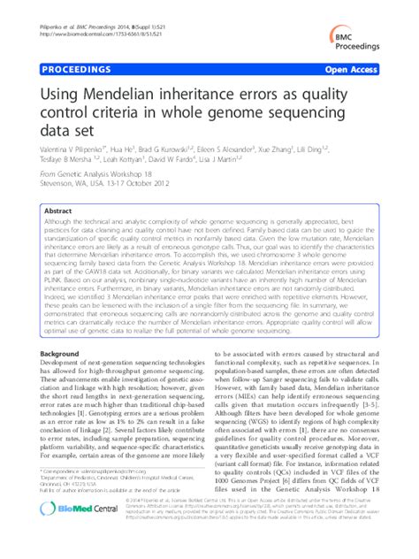 pdf using mendelian inheritance errors as quality control criteria in
