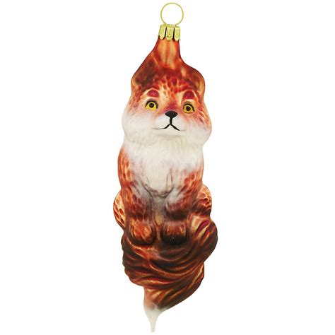 Bushy Tailed Fox Glass Ornament