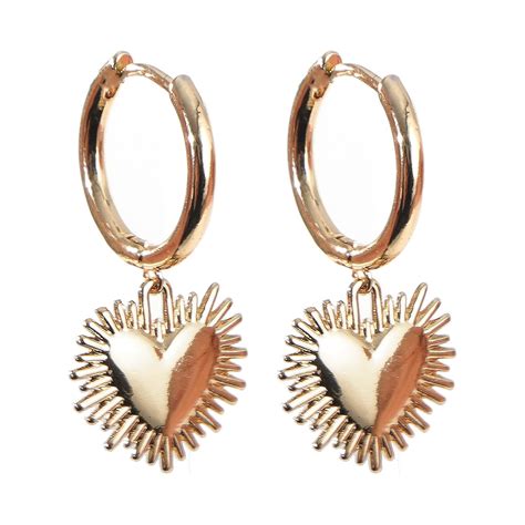 Allison Rose Atelier Heart Drop Hoop Earrings Delicate 14k Gold