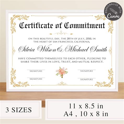 Commitment Card Template Etsy