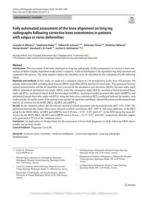 Fully Automated Assessment Of The Knee Alignment On Long Leg