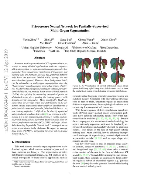 Pdf Prior Aware Neural Network For Partially Supervised Multi Organ Segmentation