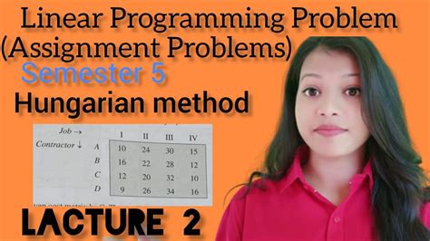 Linear Programming Problem Assignment Problemssemester5 L2 Youtube