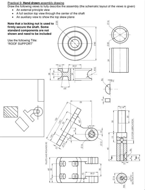 Solved Practical Hand Drawn Assembly Drawing Draw The Chegg