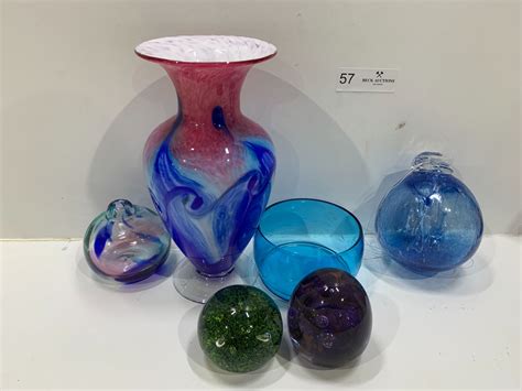 Assortment Of Colourful Glass Decor Beck Auctions Inc