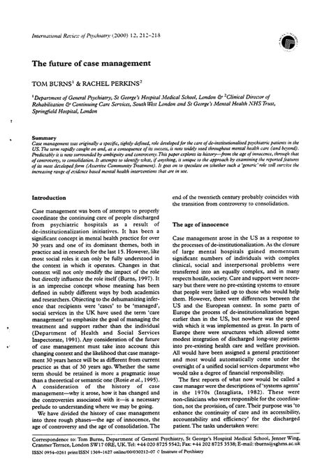 Pdf The Future Of Case Management