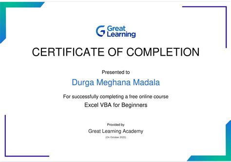 Durga Meghana On Linkedin Excel Vba Certification Careergrowth Certificationachievement