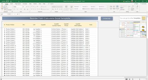Best Reorder Point Excel Template Contact Spreadsheet
