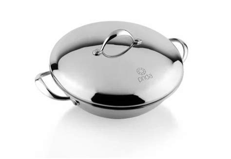 10 Pieces Stainless Steel Prida Triply Kadhai With Dom S S Lid Twkd For Home Restaurant Size