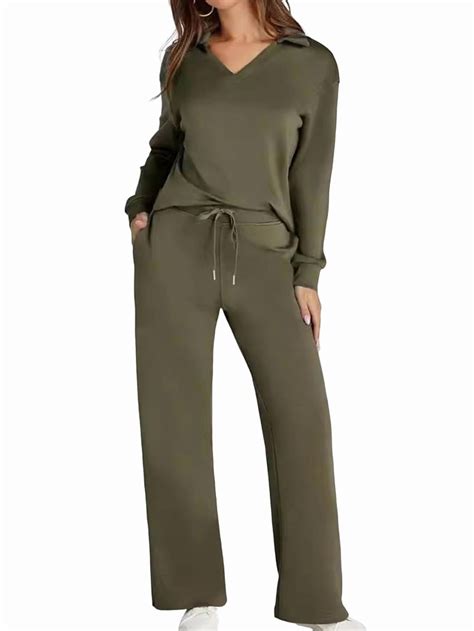 Two Piece Sets For Women V Neck Casual Matching Sets Loungewear Fall
