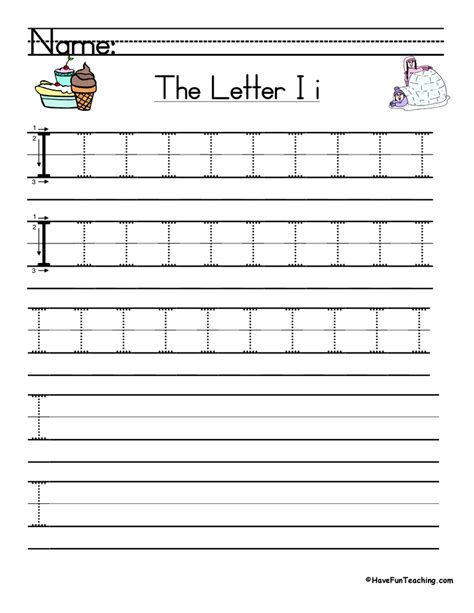 Letter I Handwriting Worksheets