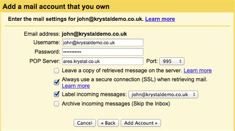 how to configure gmail to fetch and send cpanel email krystal hosting