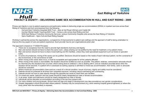 Privacy And Dignity Delivering Same Sex Accommodation In Hull And