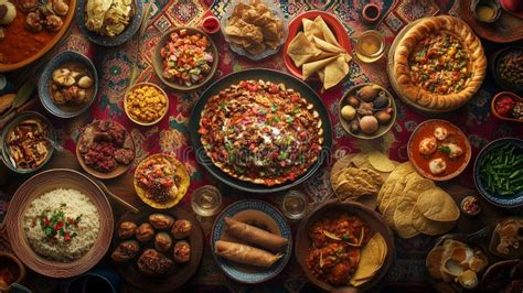 A Global Feast Of Diverse Cuisines Stock Illustration Illustration Of