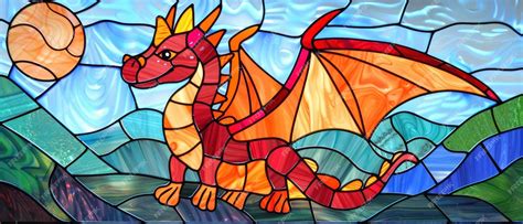 Premium Photo Stained Glass Dragon Delight A Whimsical Cartoon Dragon