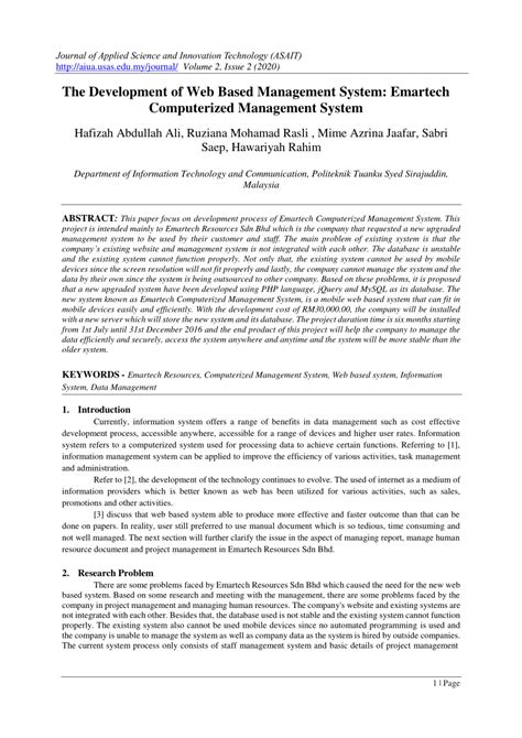 Pdf The Development Of Web Based Management System Emartech Computerized Management System