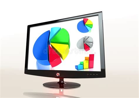 An LCD Monitor With Various Charts On Screen Stock Illustration Illustration Of Peripherals