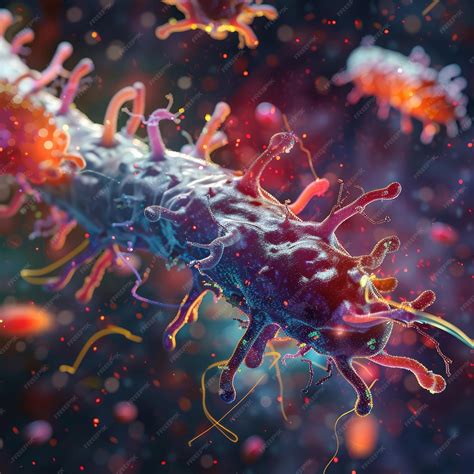 Detailed Vibrant Bacterium Cell Illustration With Light And Shadow