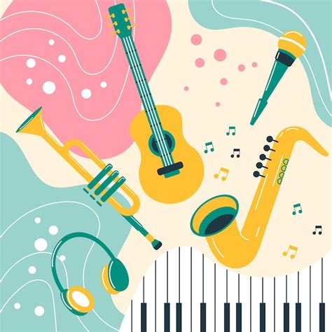 Premium Vector Musical Instruments On A Colored Background In Boho
