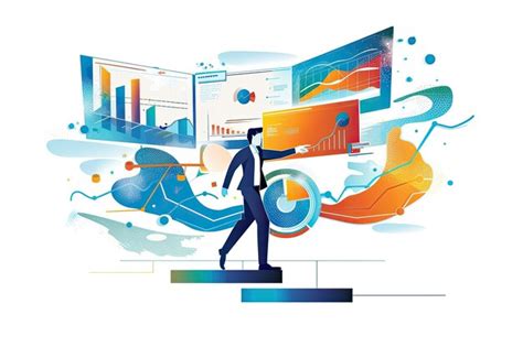 A Man In A Suit Is Standing In Front Of A Computer Screen Premium Ai Generated Image