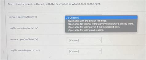 Solved Match The Statement On The Left With The Description Chegg