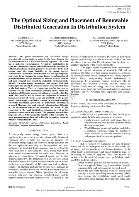 pdf the optimal sizing and placement of renewable distributed