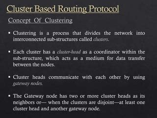 Cluster Based Routing Protocol PPTX Computer Networking Computing