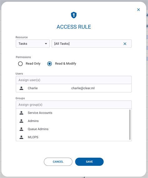 Access Rules Rbac Clearml