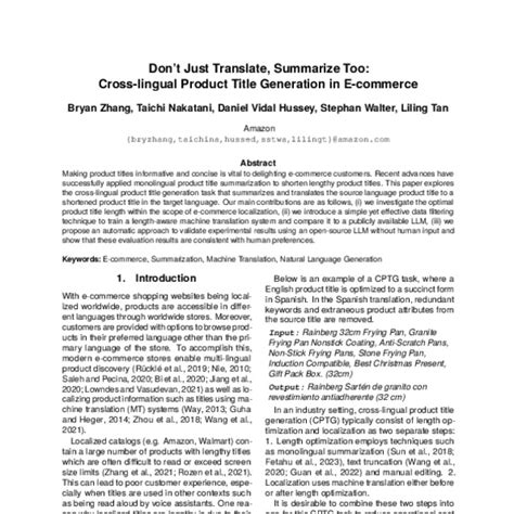 Dont Just Translate Summarize Too Cross Lingual Product Title