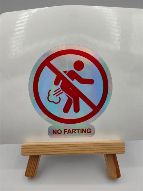 No Farting Sticker Holographic Sticker Warning Stickers Fresh Air