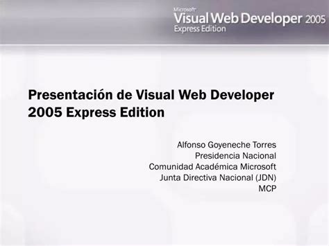 Ppt Presentación De Visual Web Developer 2005 Express Edition