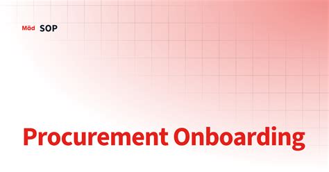 Procurement Onboarding Sop