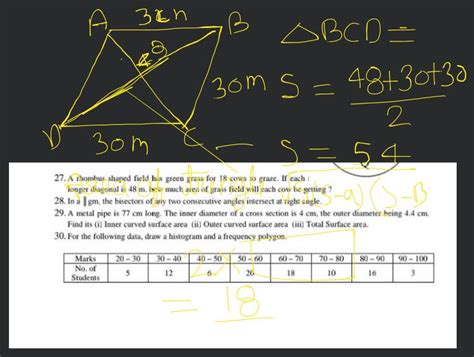 27 A Rhombus Shaped Field Has Green Grass For 18 Cows To Graze If Each