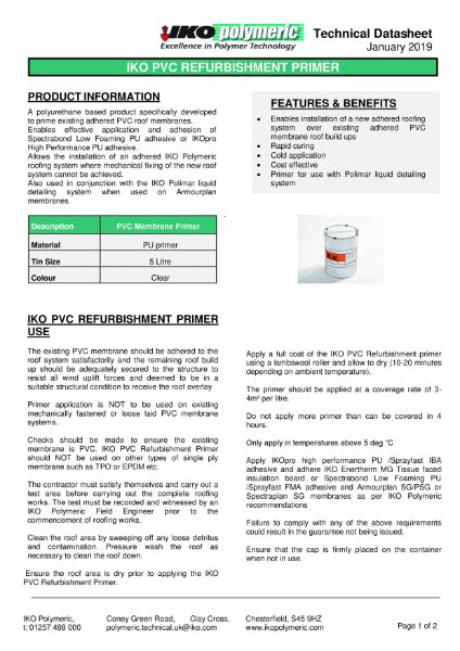Technical Data Sheet TDS IKO PVC Refurbishment Primer NBS Source