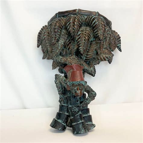 Mid Century Coastal Hollywood Regency Monkey Climbing A Palm Tree Wall