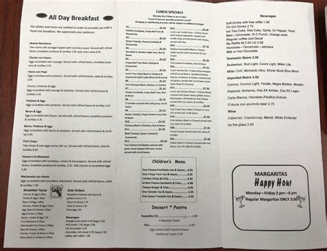 Menu At Eduardos Mexican Restaurant Stafford