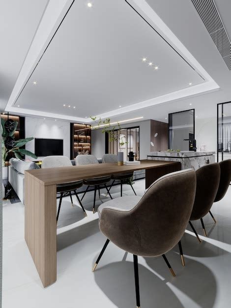 Premium Photo Dining Table In Contemporary Style With Wooden Angular