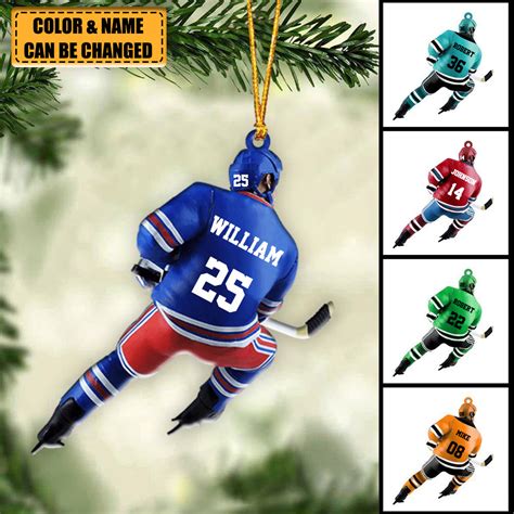 Personalized Ice Hockey Player Christmas Ornament Great T Idea For