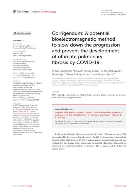 Pdf Corrigendum A Potential Bioelectromagnetic Method To Slow Down