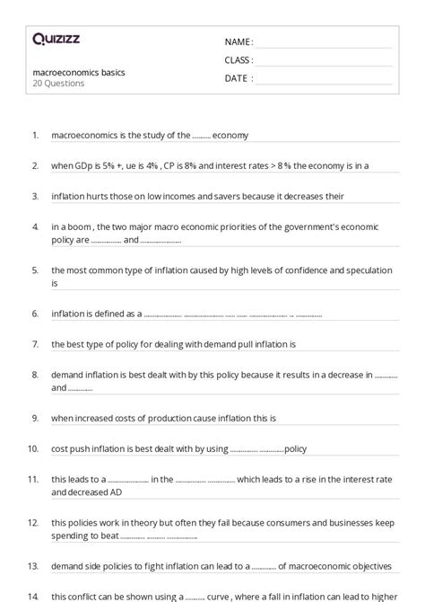 50 Macroeconomics Worksheets On Quizizz Free And Printable