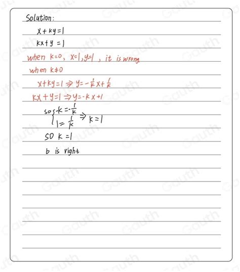 Solved 5 Find The Values Of K For Which The System Of Equations X Ky 1 Kx Y 1 Has A No