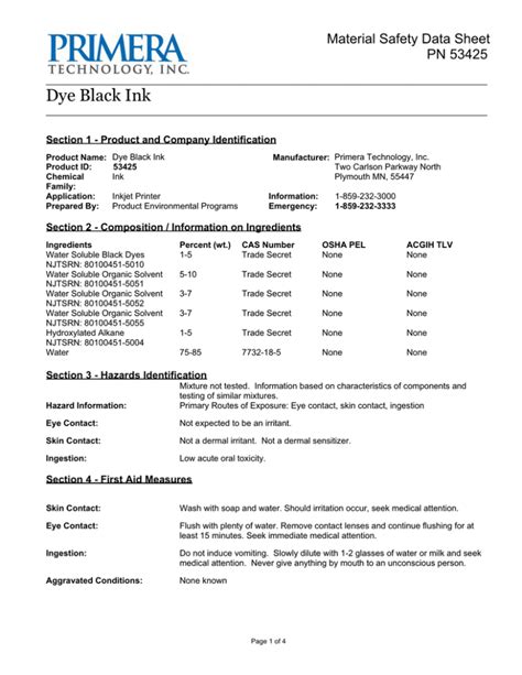 Hp Printer Ink Safety Data Sheet At Christopher Romero Blog