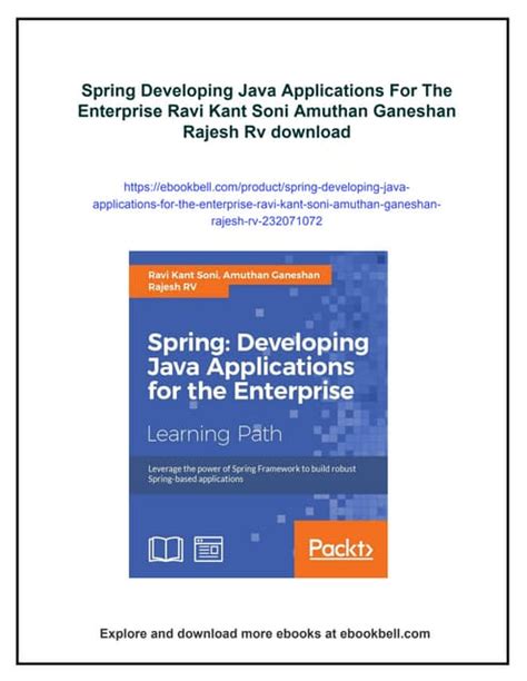 Spring Developing Java Applications For The Enterprise Ravi Kant Soni